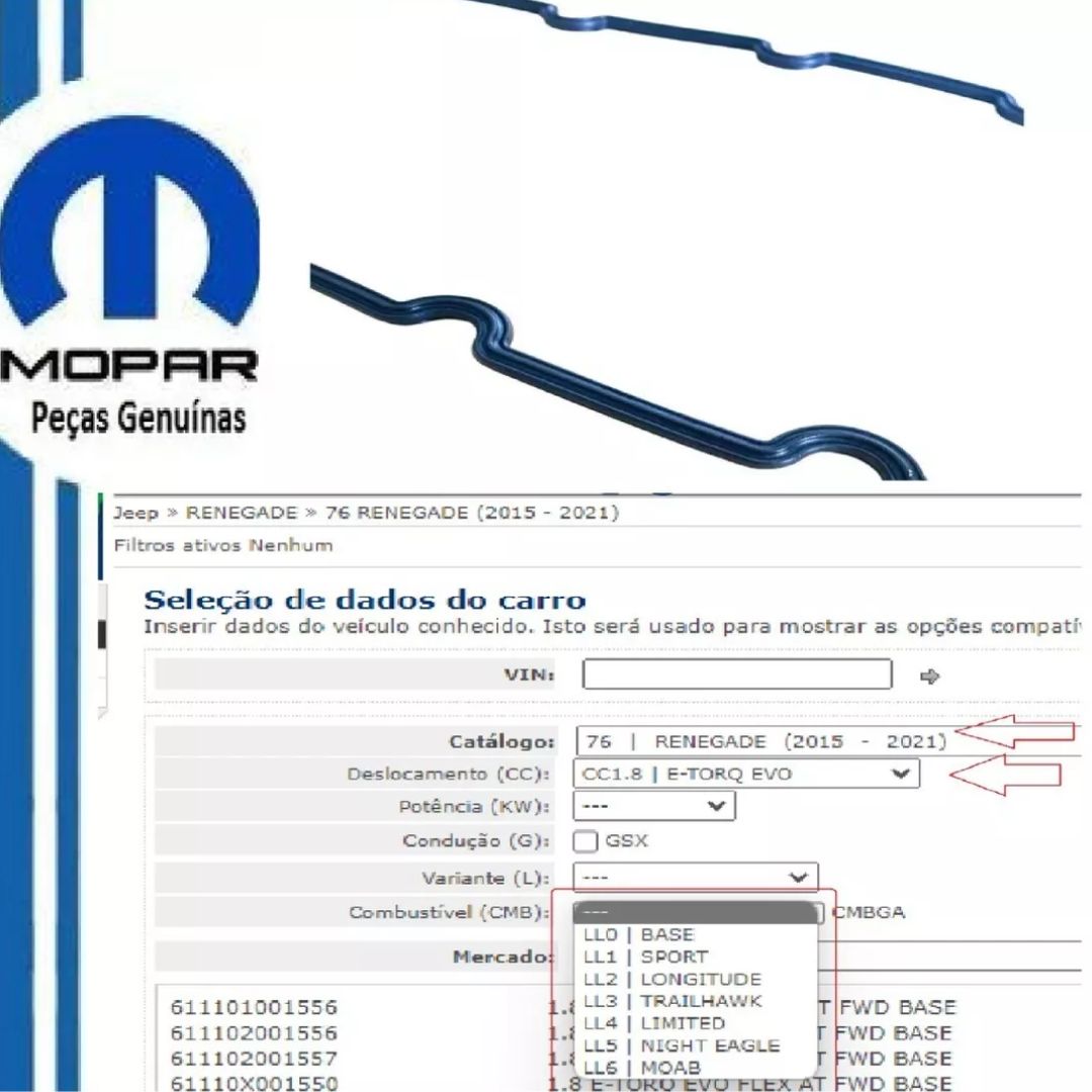 Junta Tampa Válvulas Original Mopar Jeep Renegade 1.8 Flex - Peças ...