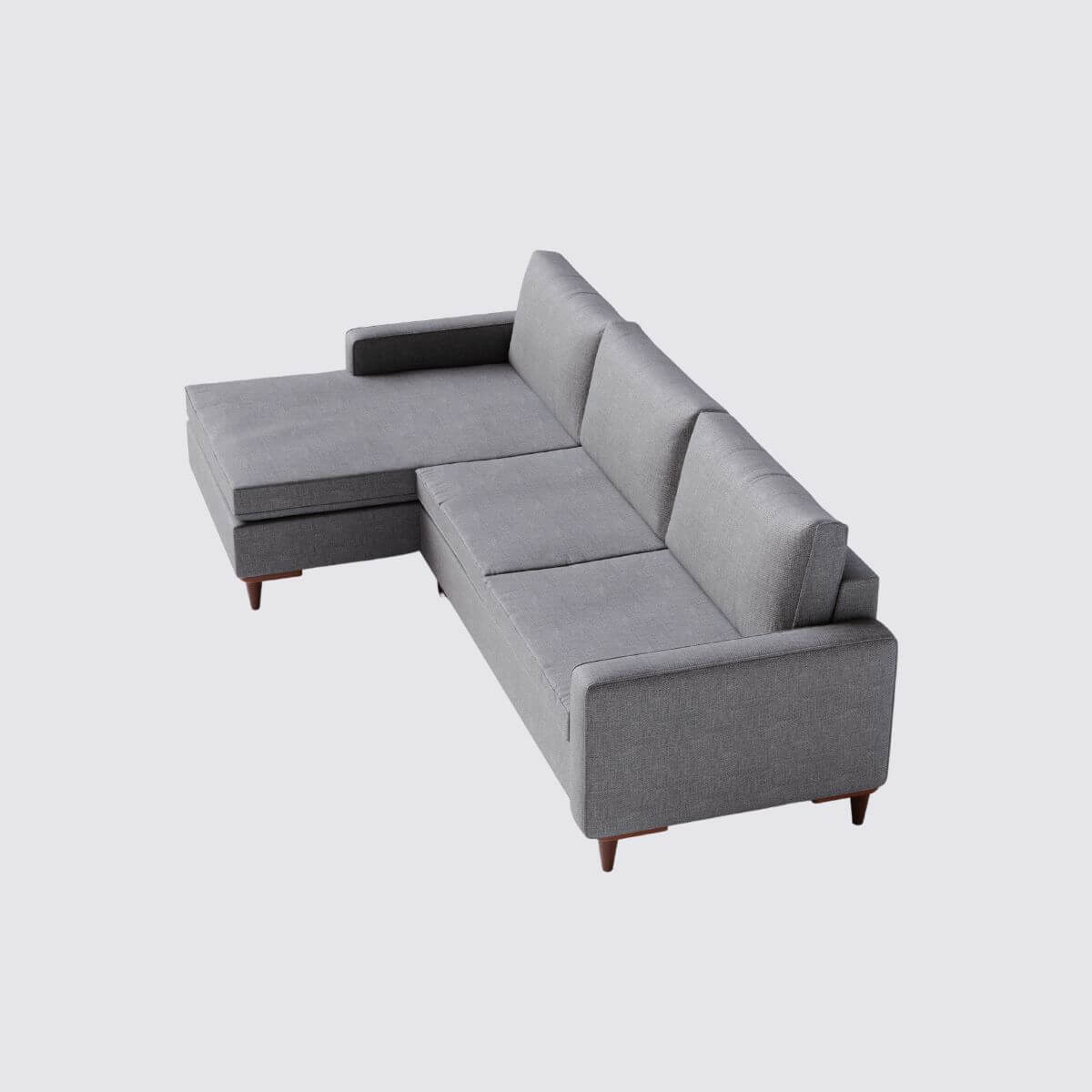 Sofá Living Fixo Chaise Viena em Linho Cinza Médio 2,40m - Home Mobily Móveis