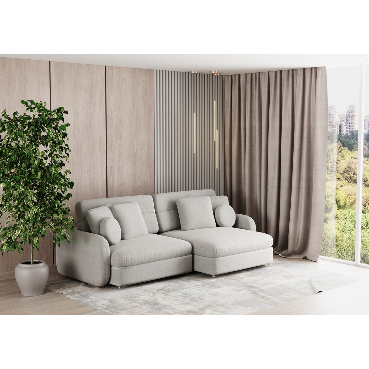 Sofá Denver 2,34m em Linho Cinza Névoa - Home Mobily Móveis