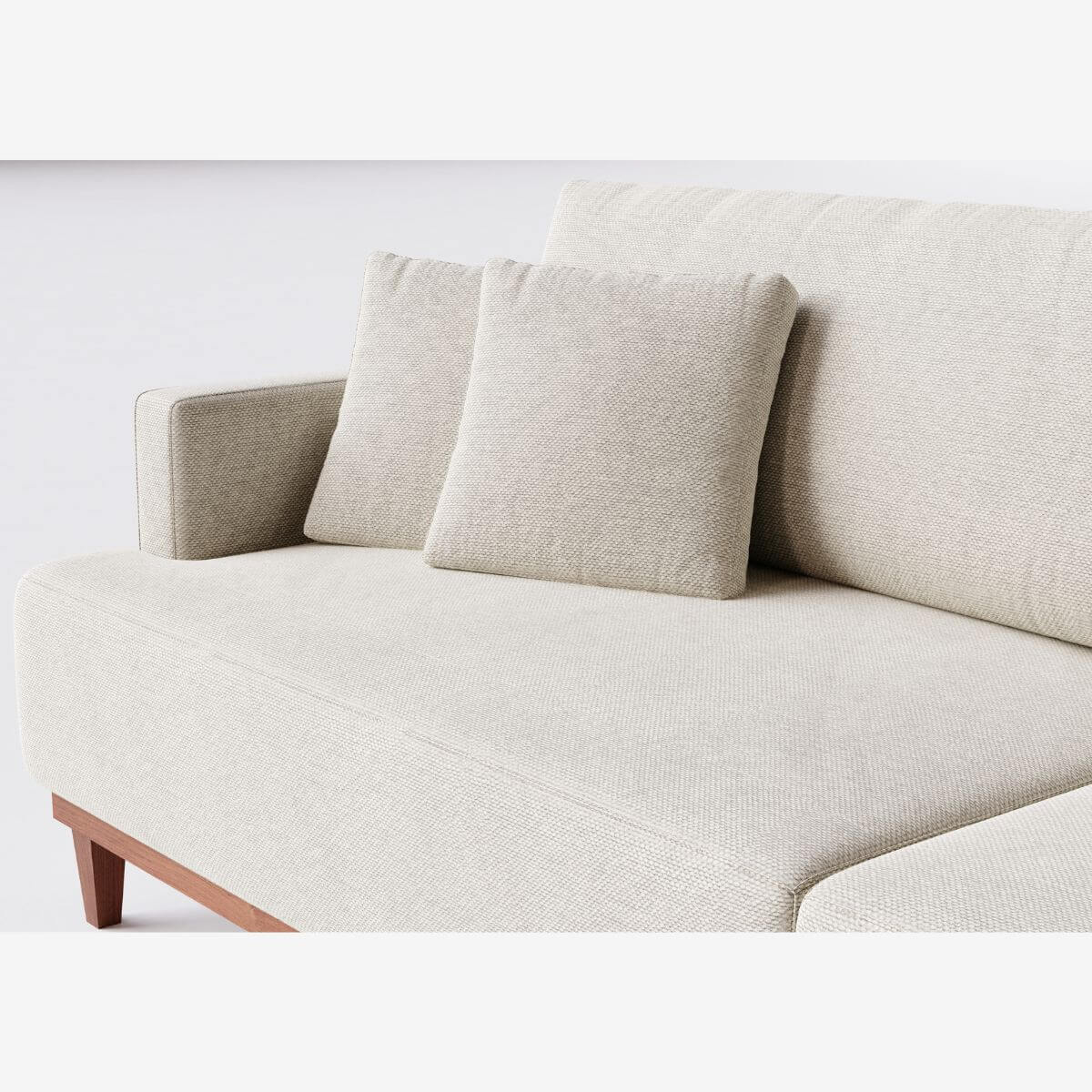 Sofá Doha 1,98m Linho Bege Claro - Home Mobily - Home Mobily Móveis