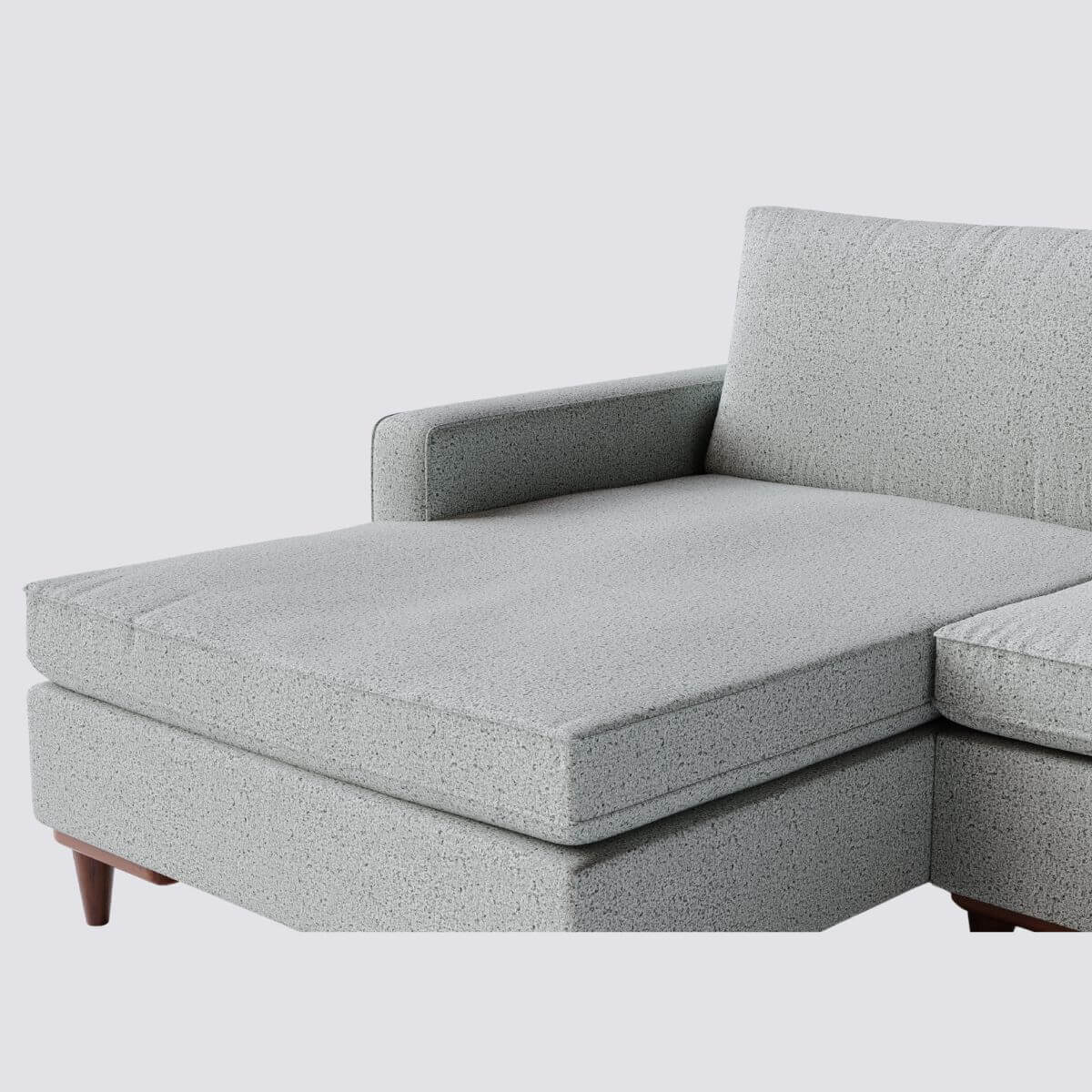 Sofá Living Fixo Viena com Chaise 2,40m e Bouclé Cinza Claro - Home Mobily Móveis