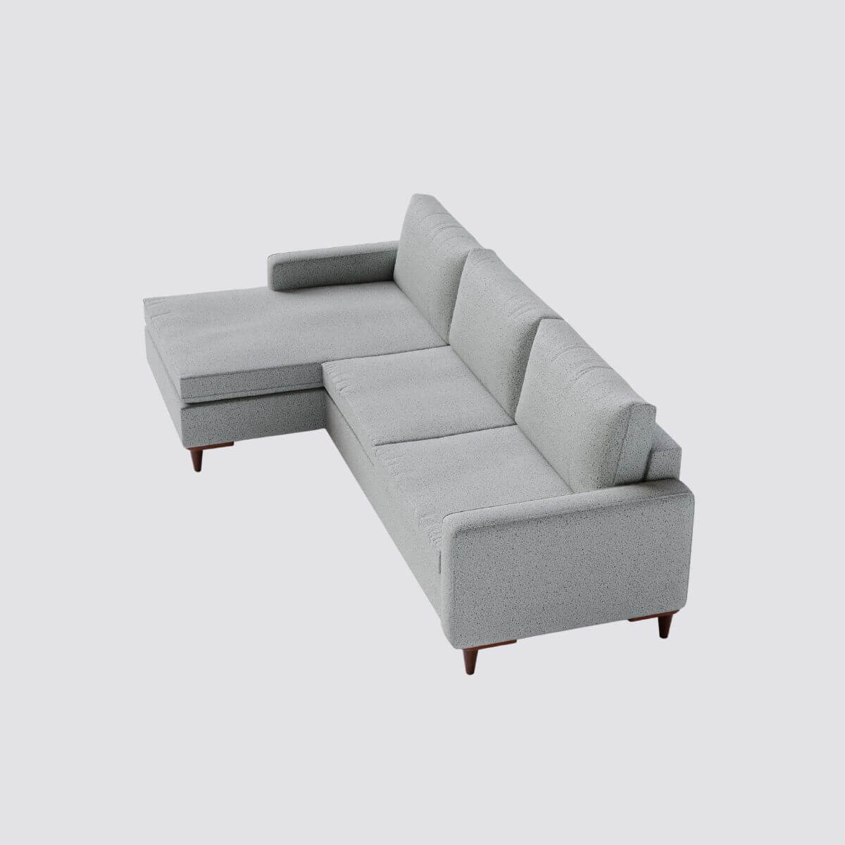 Sofá Living Fixo Viena com Chaise 2,40m e Bouclé Cinza Claro - Home Mobily Móveis