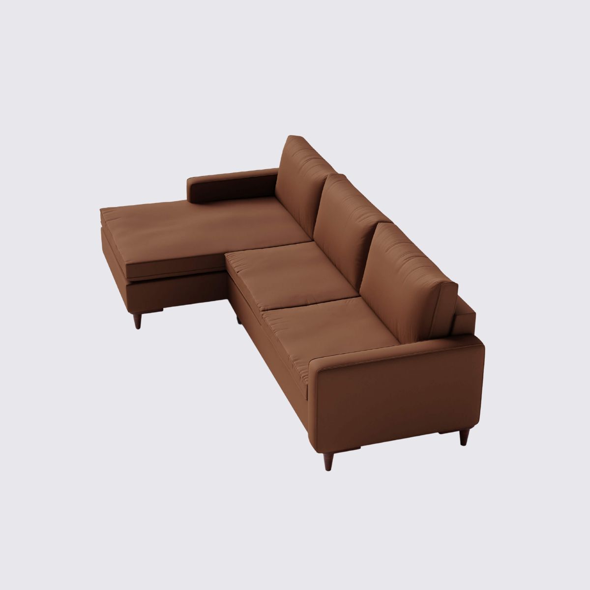 Sofá Living Fixo Viena com Chaise 2,40m em Veludo Bronze - Home Mobily Móveis
