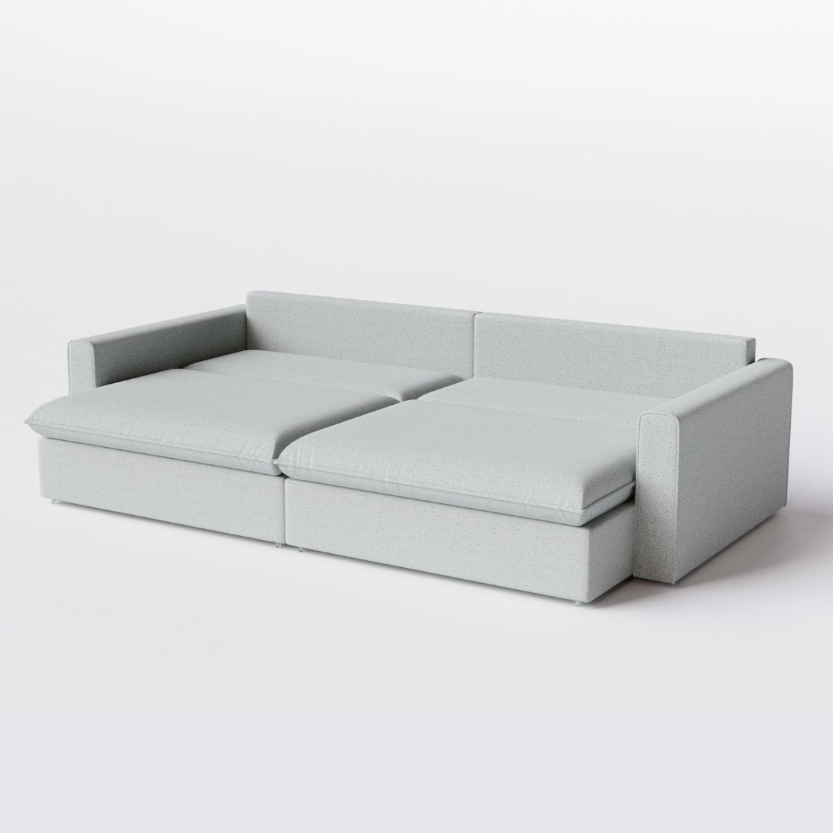 Sofá Cama Bélgica Sem Caixa 2,10m e Bouclé Cinza Claro - Home Mobily Móveis