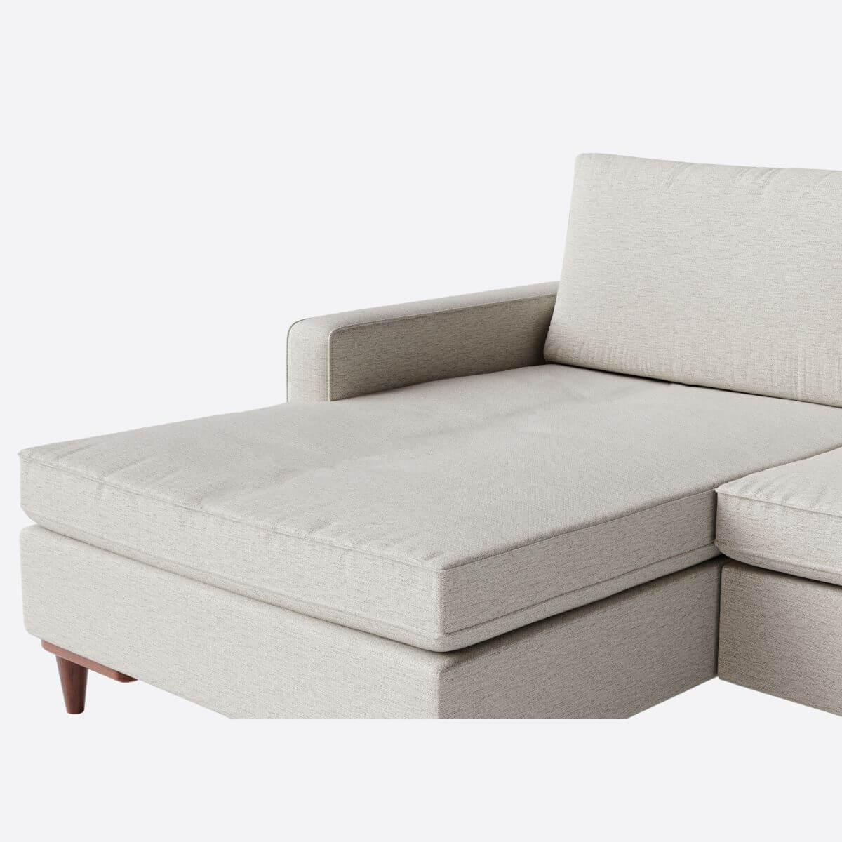 Sofá Living Fixo Viena com Chaise 2,40m em Linho Bege Mesclado - Home Mobily Móveis