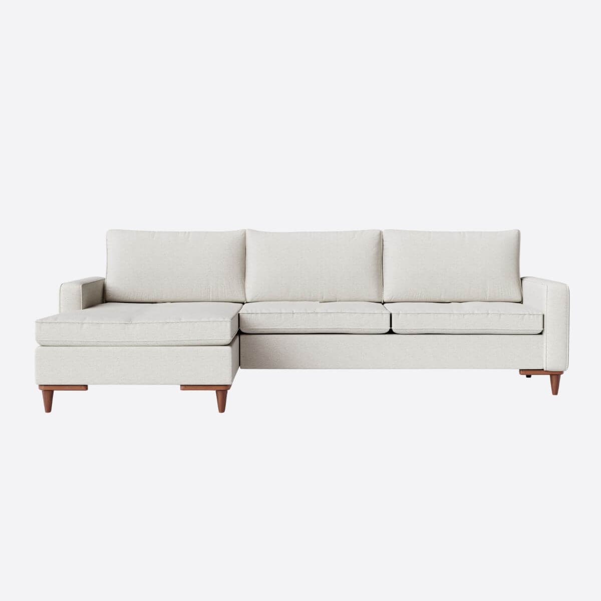 Sofá Living Fixo Viena com Chaise 2,40m em Linho Bege Mesclado - Home Mobily Móveis