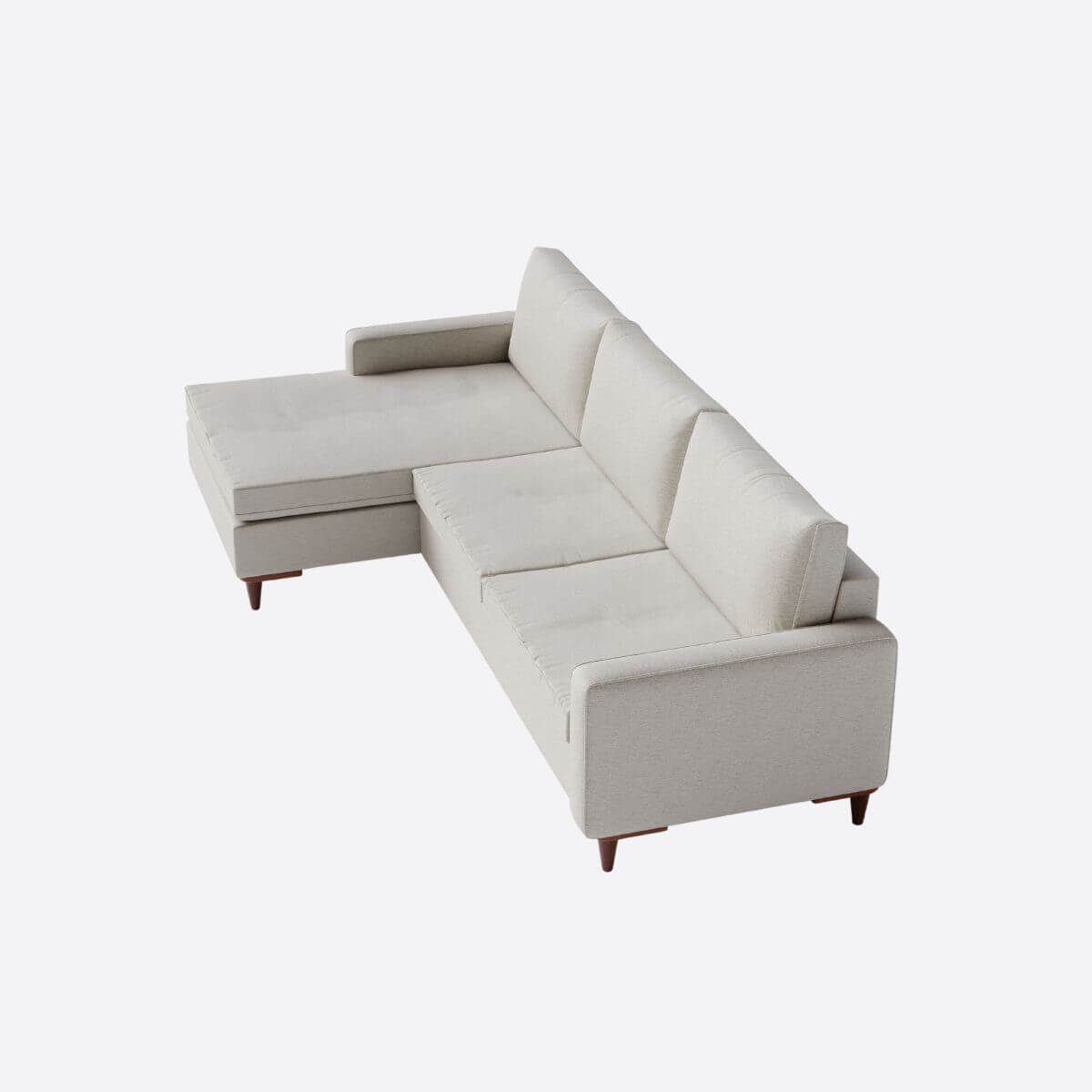 Sofá Living Fixo Viena com Chaise 2,40m em Linho Bege Mesclado - Home Mobily Móveis