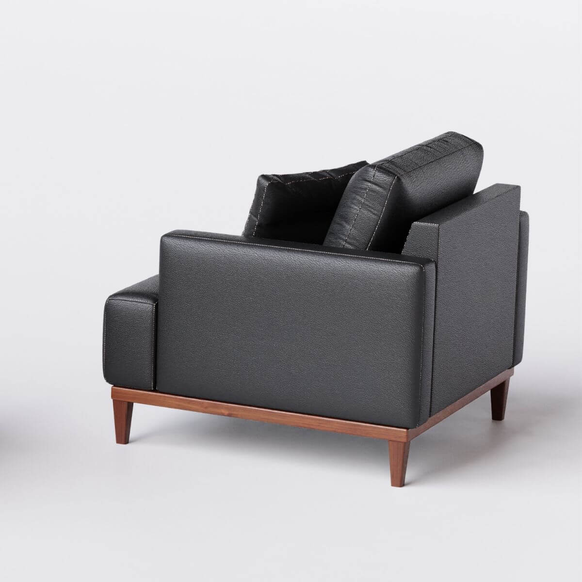 Poltrona Doha em Couro Preto - Home Mobily Móveis