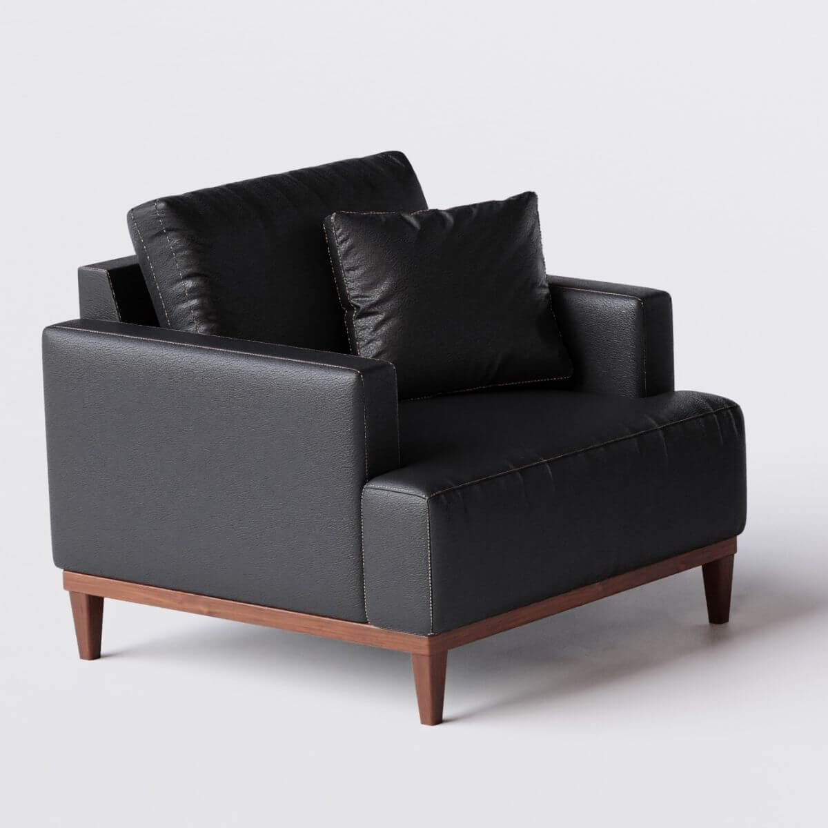 Poltrona Doha em Couro Preto - Home Mobily Móveis
