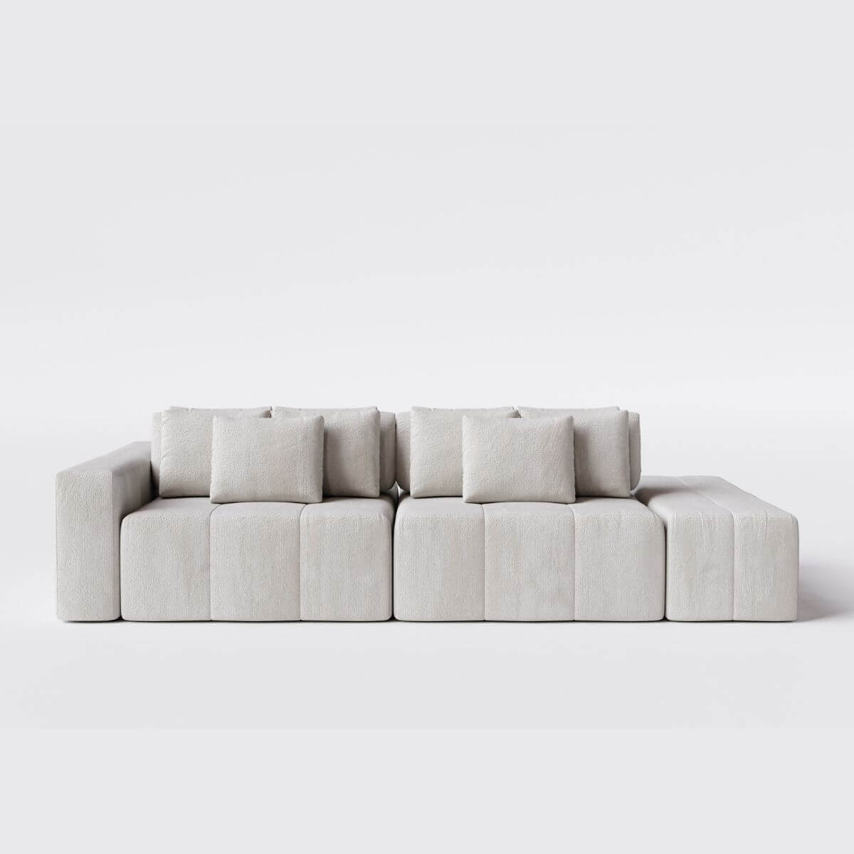 Sofá Modulado Ilha Santorini 2,30m x 1,60m em Bouclé Bege -Home Mobily - Home Mobily Móveis