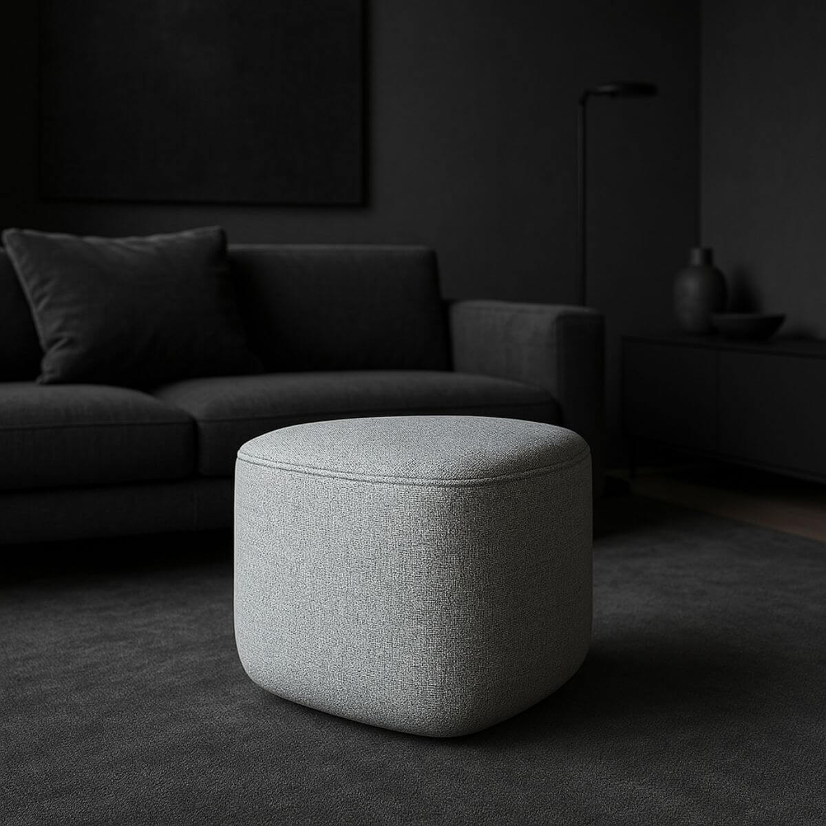 Puff Joy em Linho do Tempo Cinza Claro - Home Mobily - Home Mobily Móveis