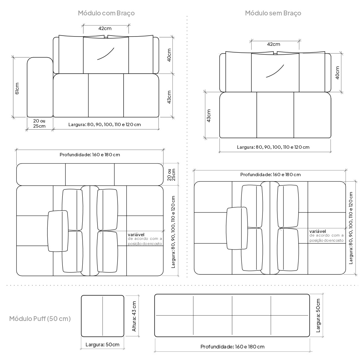 Sofá Modulado Ilha Santorini 2,90m x 1,80m em Couro Off White - Home ...