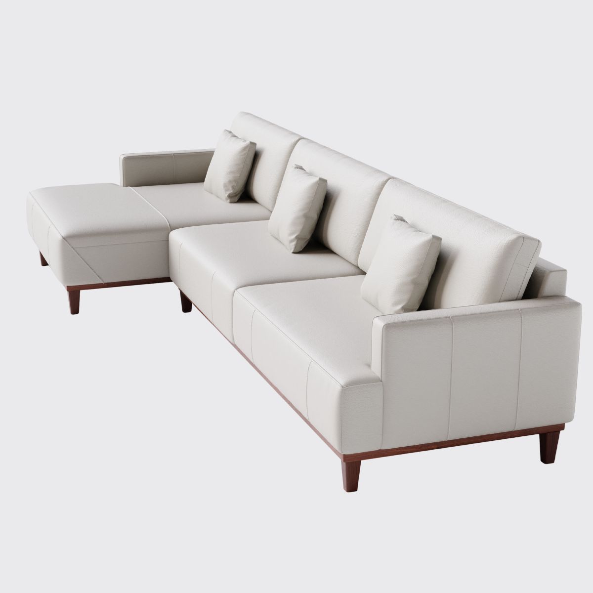 Sofá Doha Living Fixo com Chaise 2,60m x 1,47m em Couro Bege - Home ...