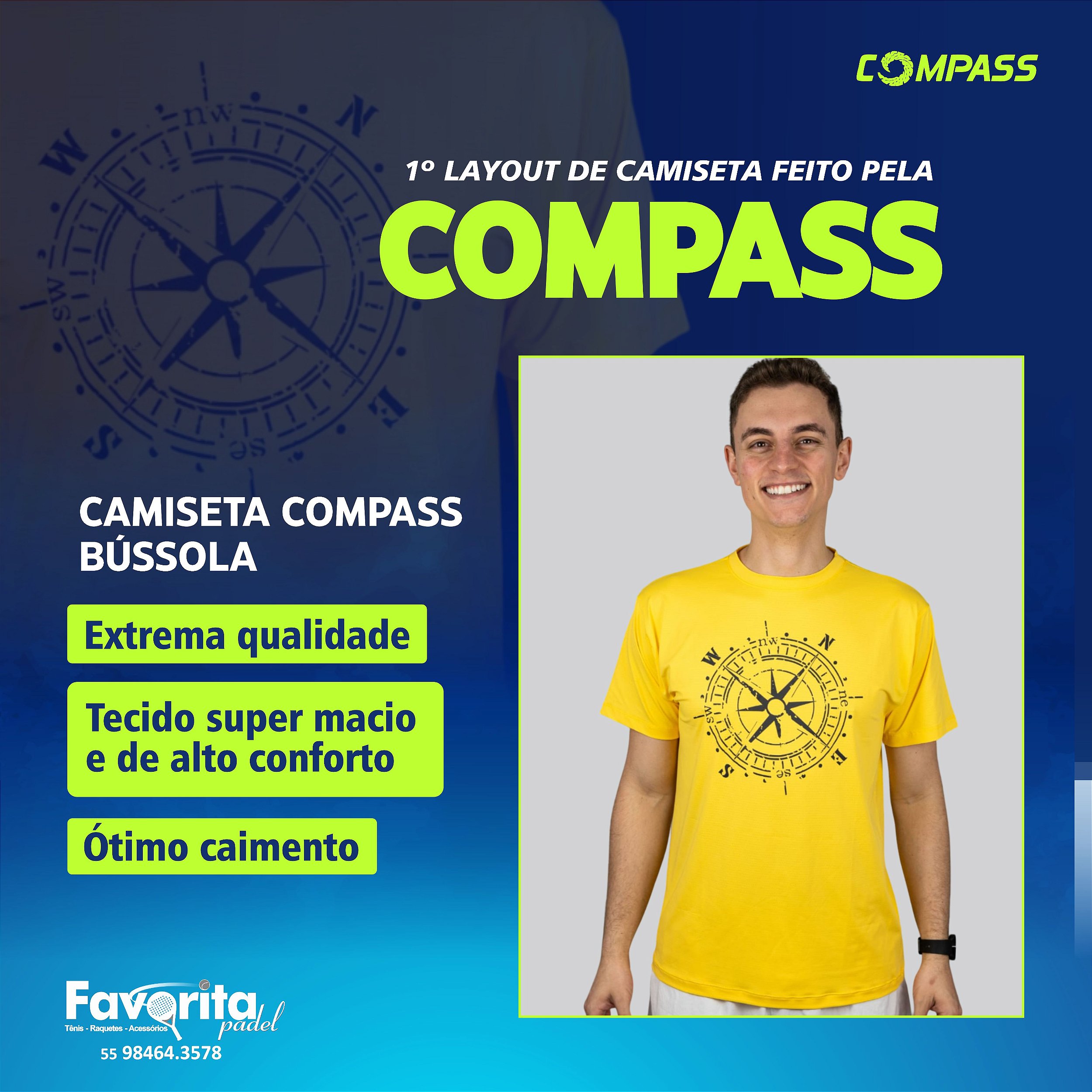 Camiseta Compass Bússola – Masculina - Favorita Padel