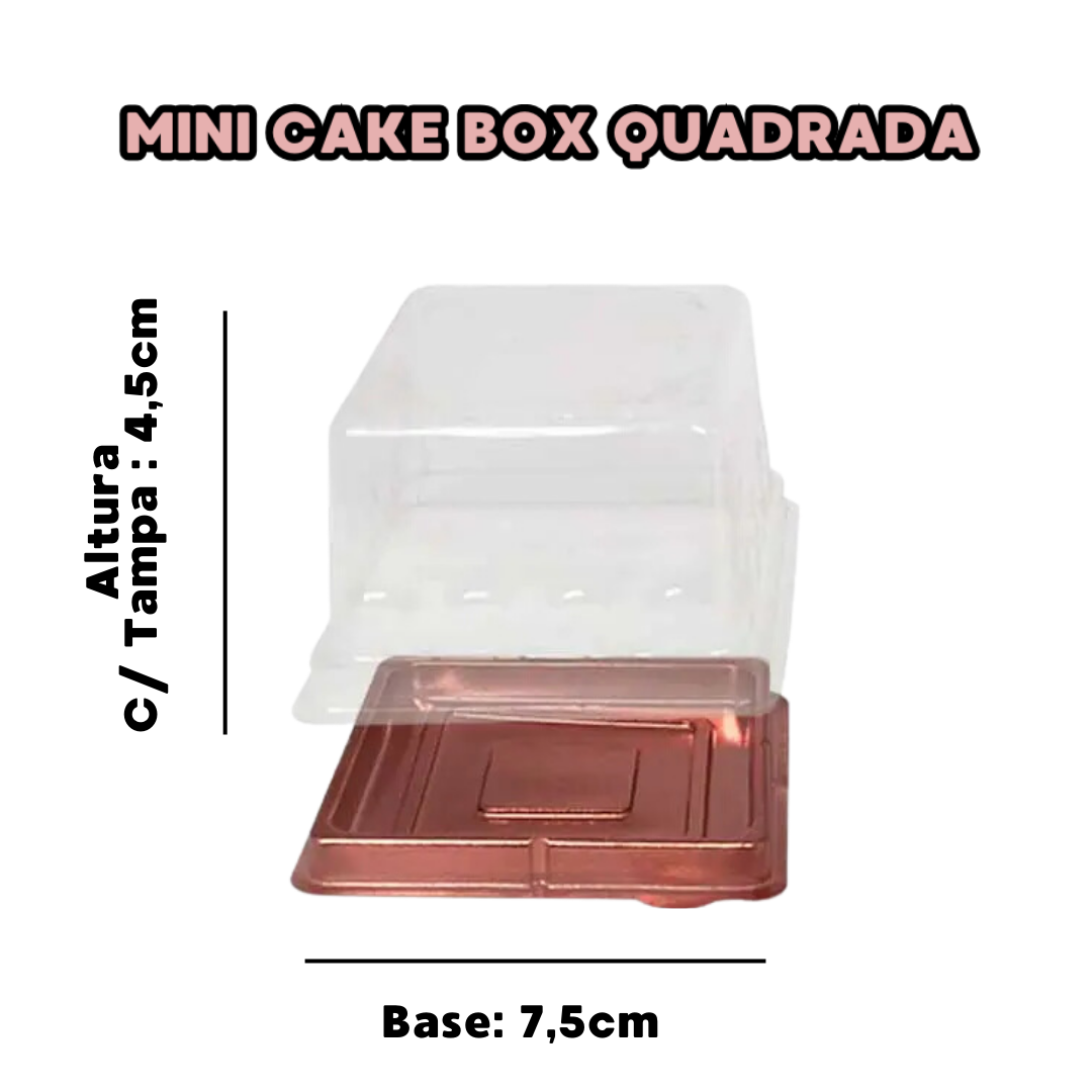 MINI CAKE BOX QUADRADA ROSÉ GOLD C/ 10UN FLIP - A Loja da Confeitaria