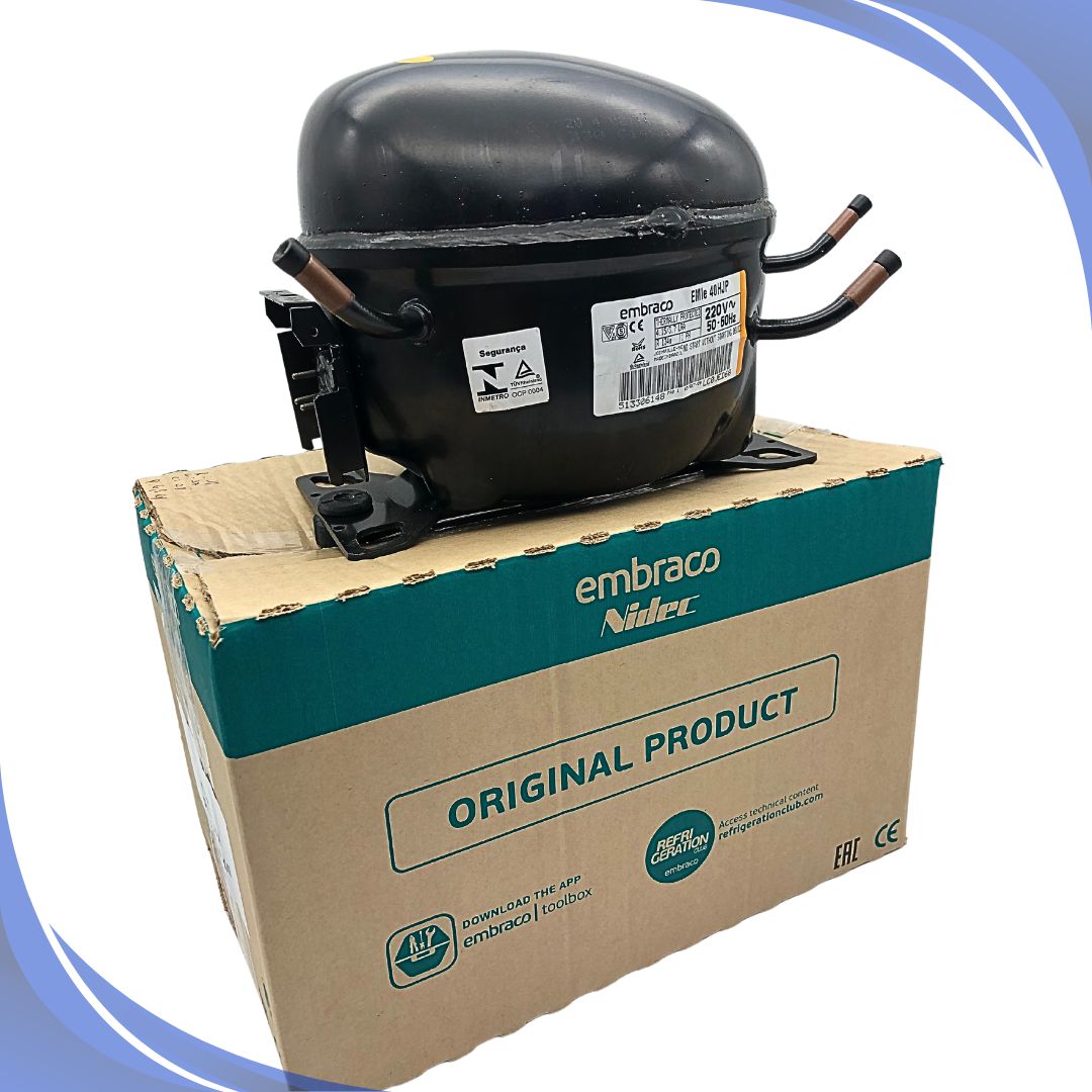Motor Compressor 1/8 HP EMIE40HJP Embraco Gás R134 220V - Karisfrio