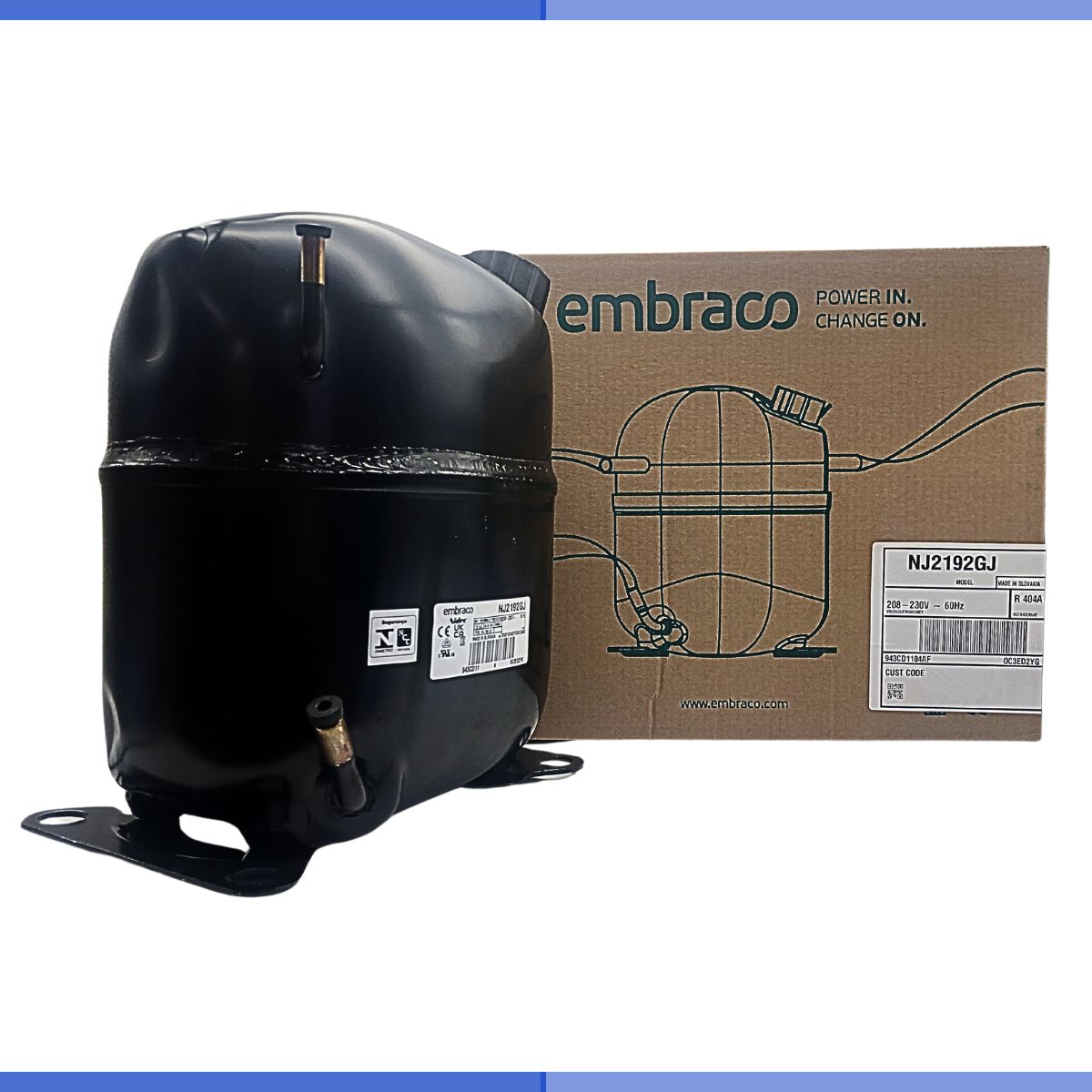 Motor Compressor 1.1/4 HP Aspera NJ2192GJ Embraco R404A 220V - Karisfrio