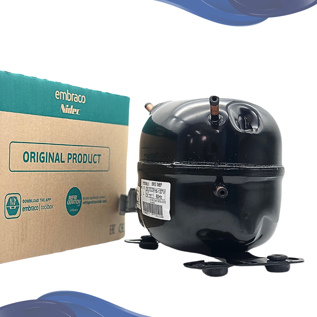 Motor Compressor 1/5 HP EMYS70HEP Gás R134A Embraco 110V - Karisfrio