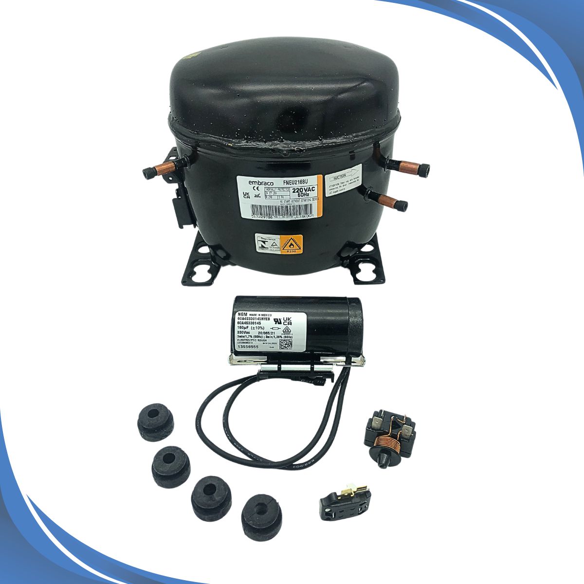 Motor Compressor 3/4 HP FNEU2168U Embraco Gás R290 220Vac - Karisfrio