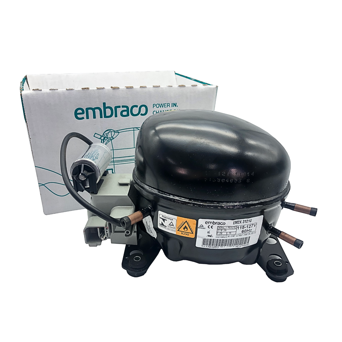 Motor Compressor 1/3 HP EM2X3121U Embraco Gás R290 110V - Karisfrio