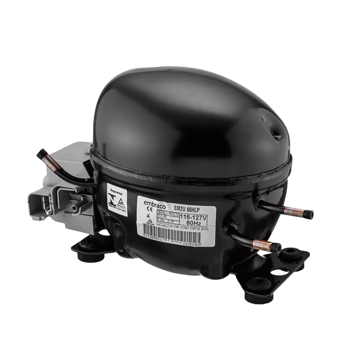 Motor Compressor 1/4 HP EM2U80HLP Gás R134A Embraco 110V - Karisfrio