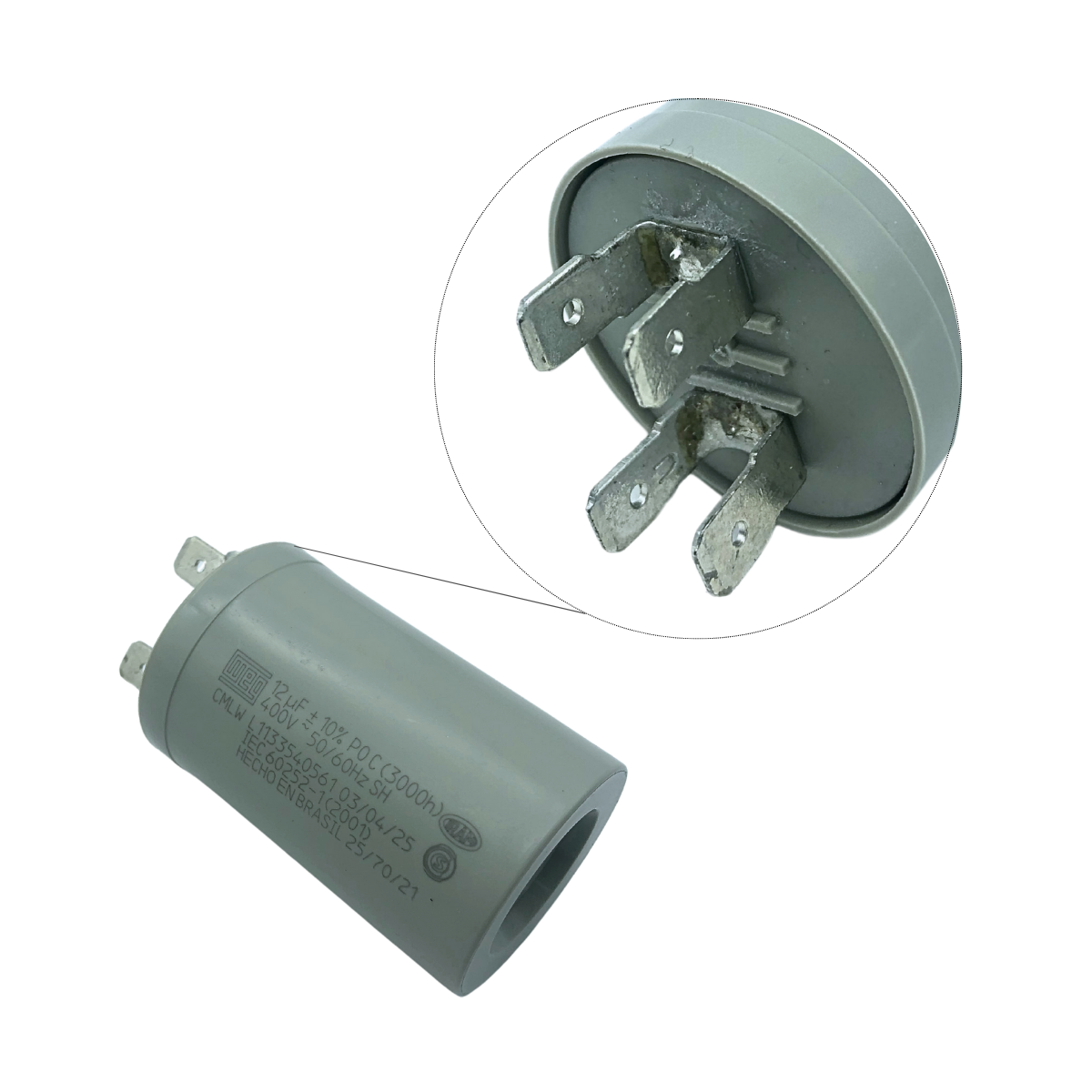 Capacitor Permanente 12uf 400v Sem Fio Original WEG - Karisfrio