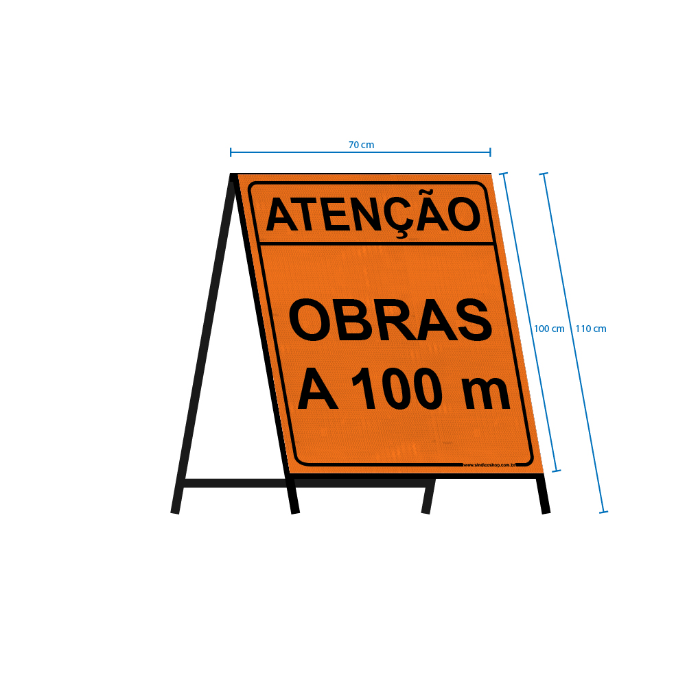 Cavalete Atenção: Obras a 100m ou 50m – Sinalização de Obras ...