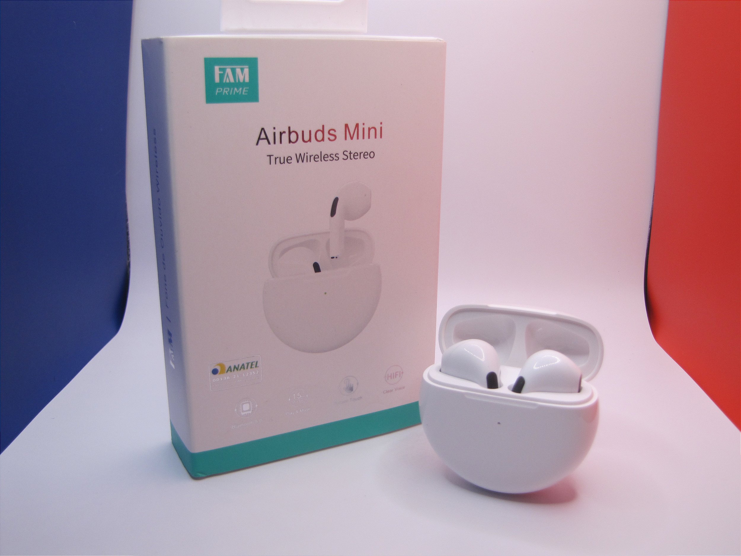 Fone de Ouvido Airbuds Mini, TWS, Bluetooth 5.0, IOS/Android, marca FAM ...