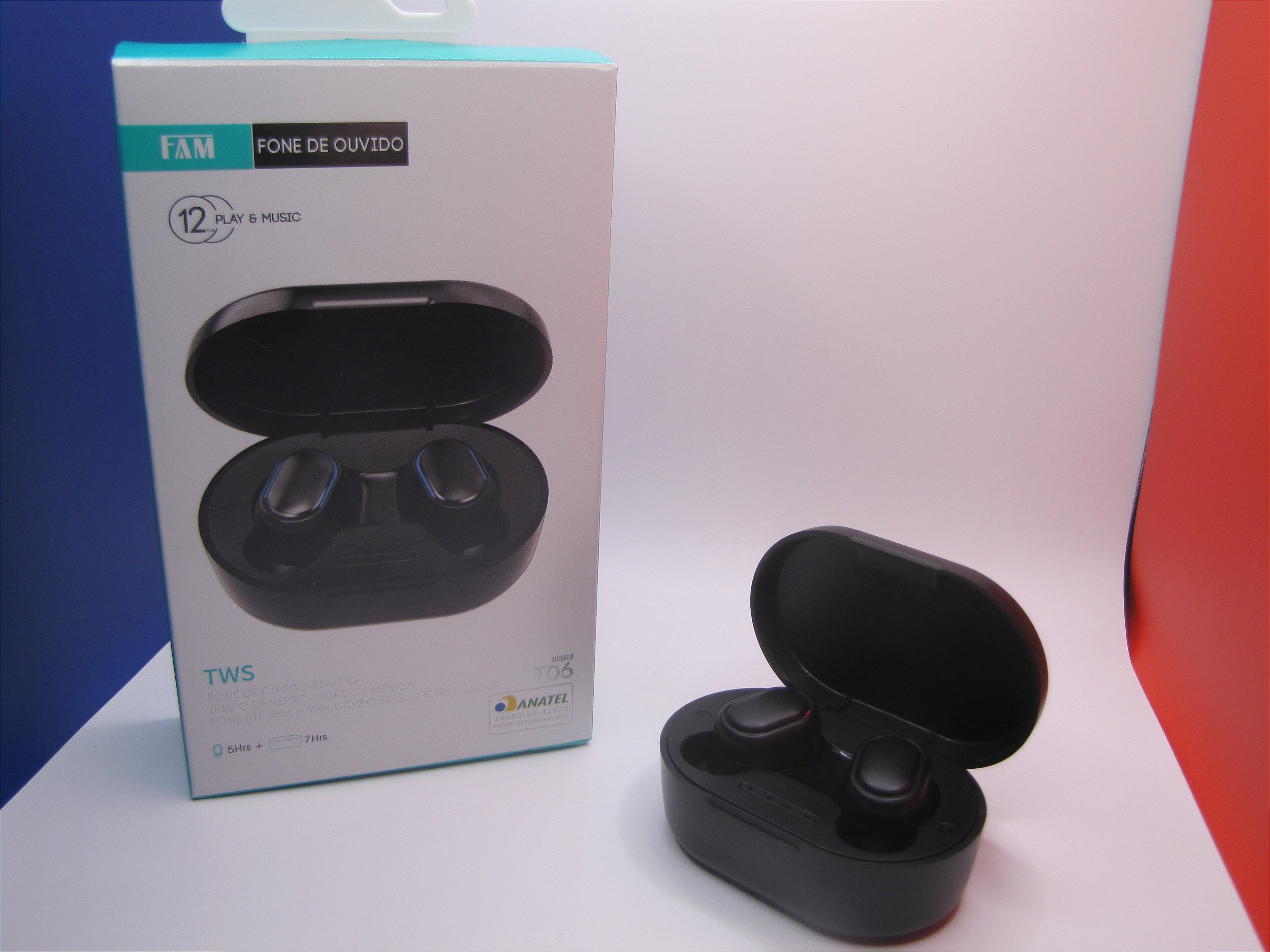 Fone de Ouvido sem fio, TWS, Bluetooth 5.0, IOS/Android, marca FAM, modelo T06. - M2P TECH