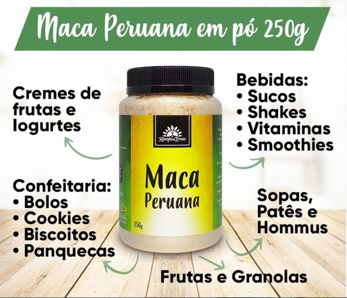 Maca Peruana em Pó Premium 100% Pura 250g Kampo de Ervas Farinha ...