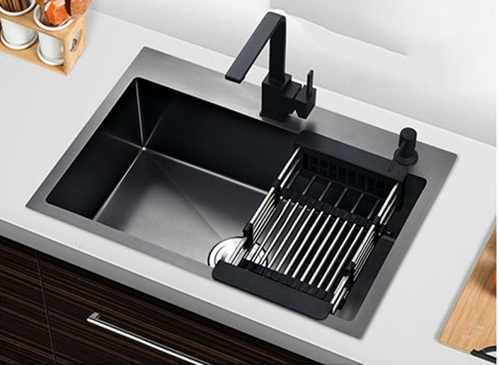 Cuba Pia Inox Preta Quadrada Cozinha Gourmet 60cm com Acessórios ...