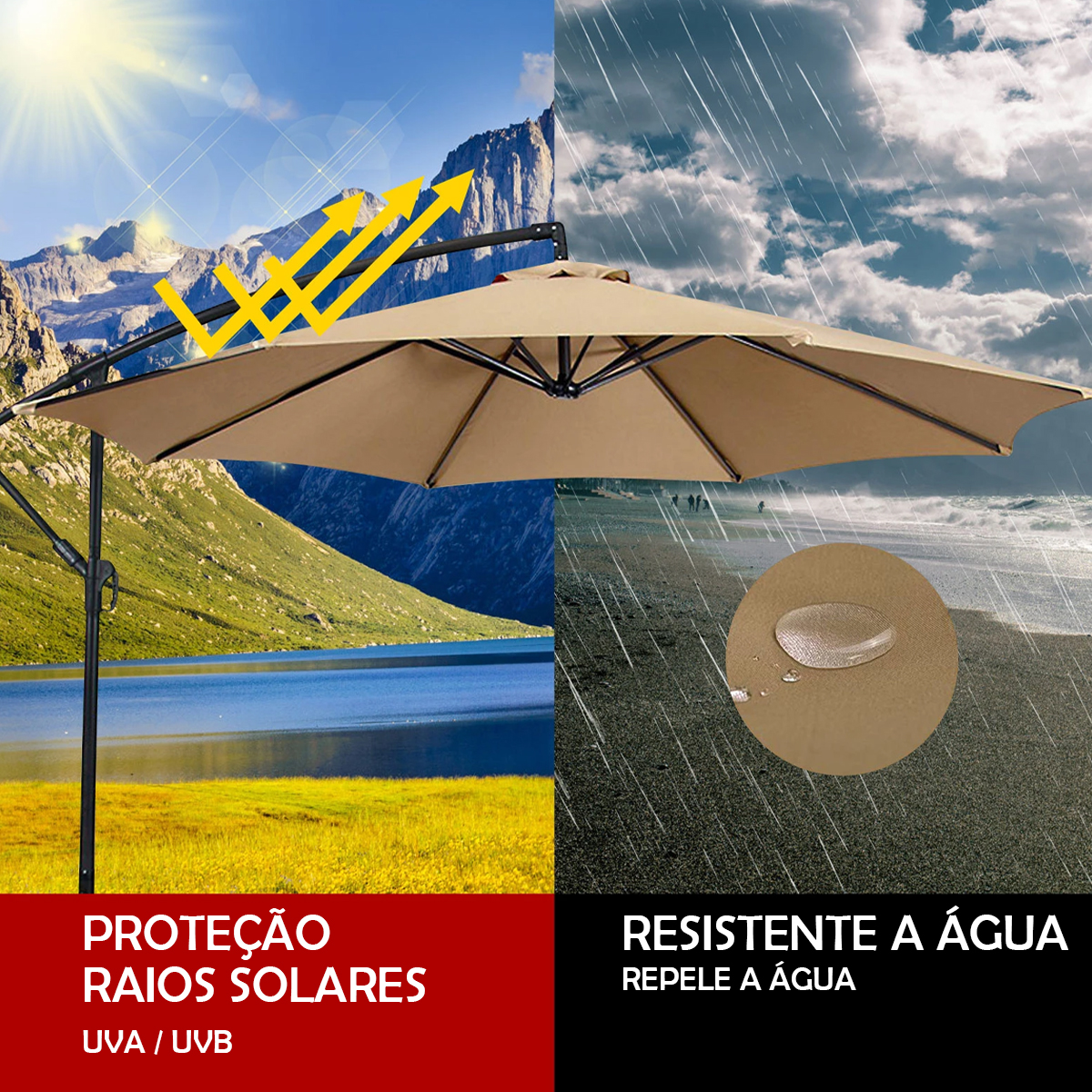 Ombrelone Guarda Sol De Praia Jardim Lateral Bege 3 Metros - Revomax ...