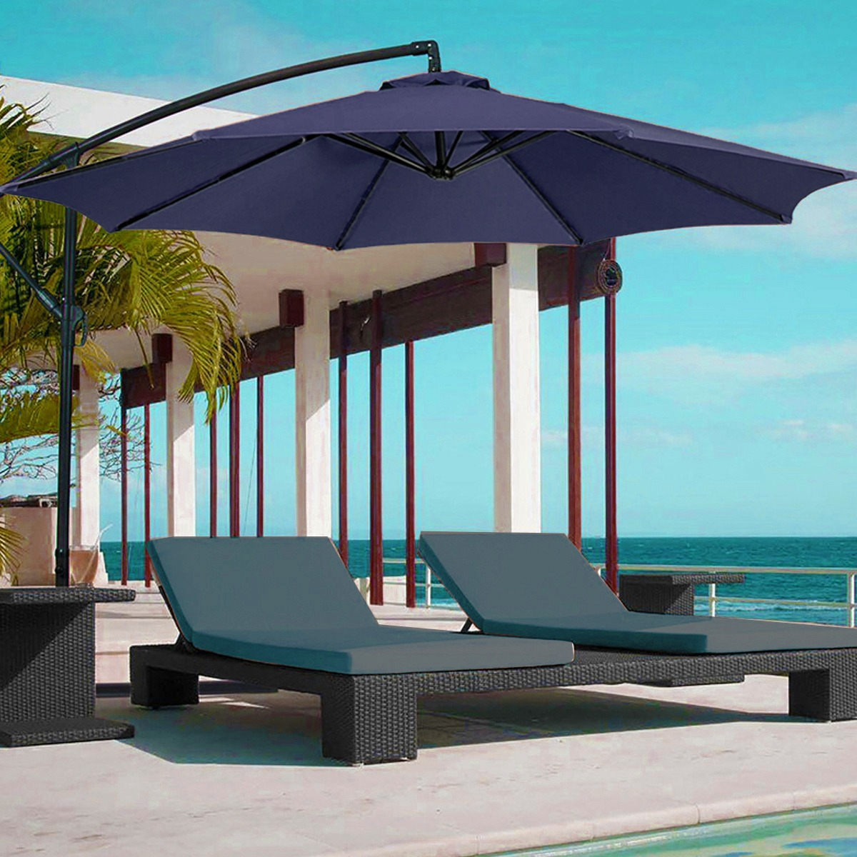 Ombrelone Guarda Sol De Praia Jardim Lateral 3 Metros Azul Marinho ...