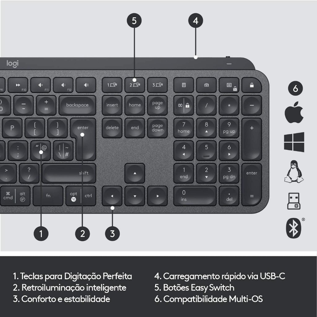 Teclado sem fio com iluminação inteligente - Evo Tech