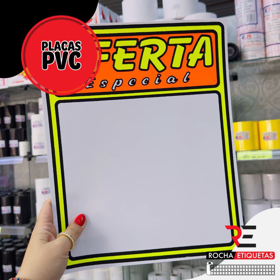 Placa PVC Oferta neon 26x32cm C/ 10 und. - Rocha Etiquetas