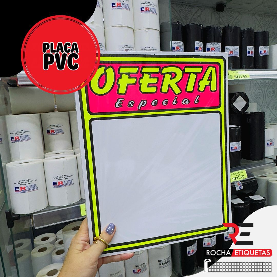Placa PVC Oferta neon 26x32cm C/ 10 und. - Rocha Etiquetas