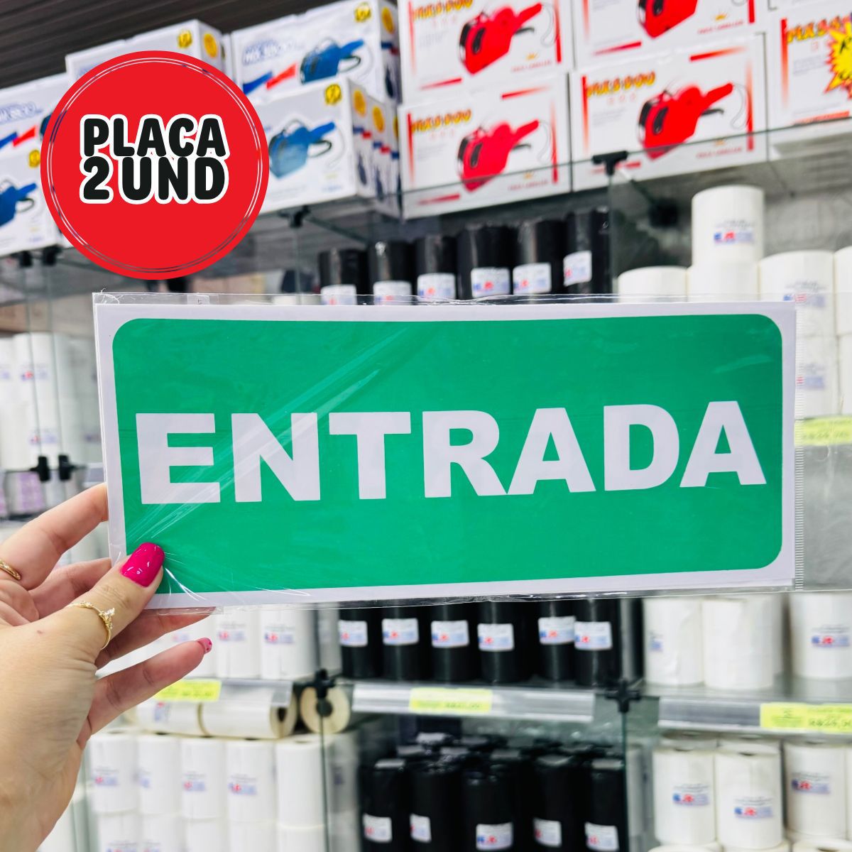 Placa de sinalização PVC - entrada - Rocha Etiquetas