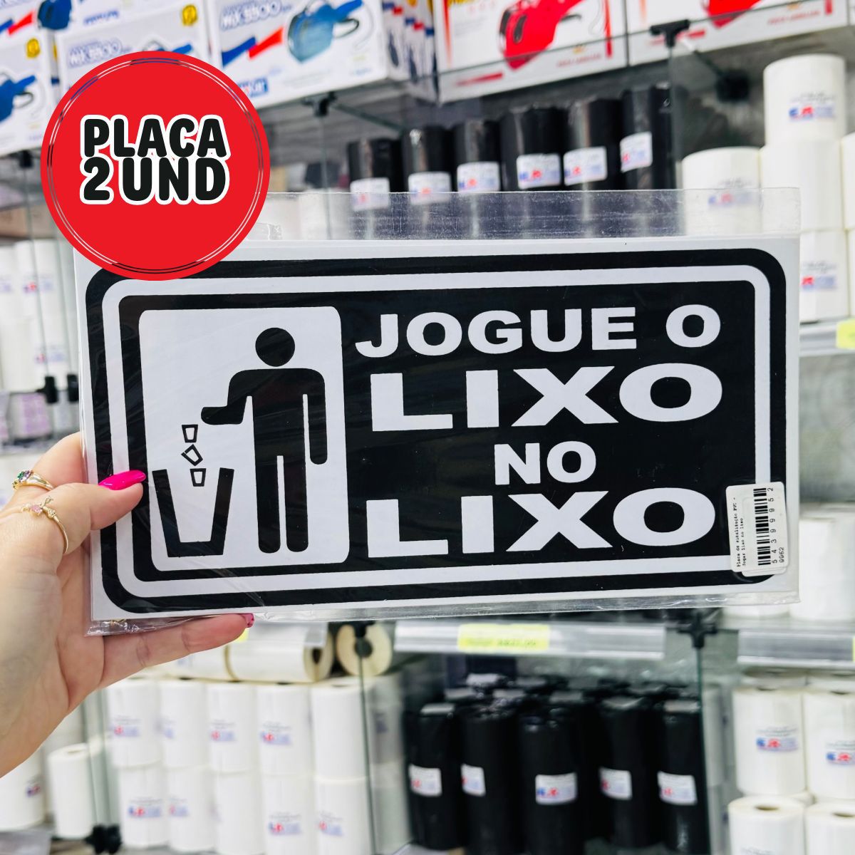 Placa de sinalização PVC - Jogar lixo no lixo - Rocha Etiquetas