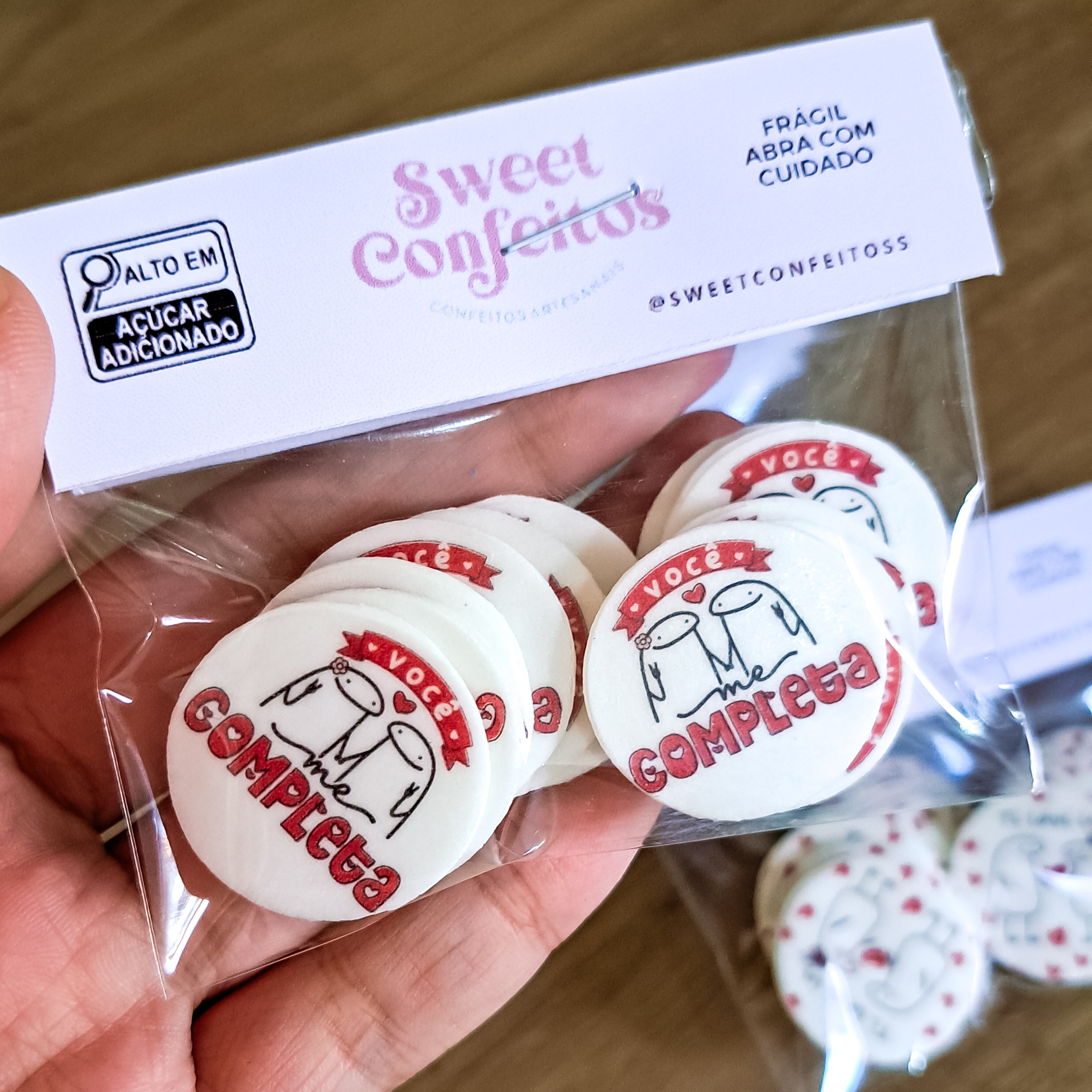 Medalhas Comestíveis Namorados Frase 2,5cm 10 unidades - Sweet Confeitos