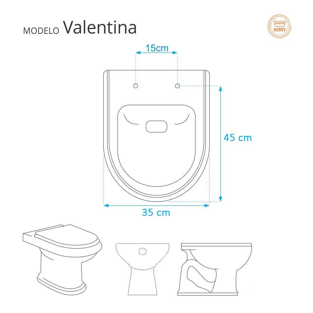 Assento Sanitario Valentina Cinza Plus (Cinza Escuro) para vaso Hervy ...