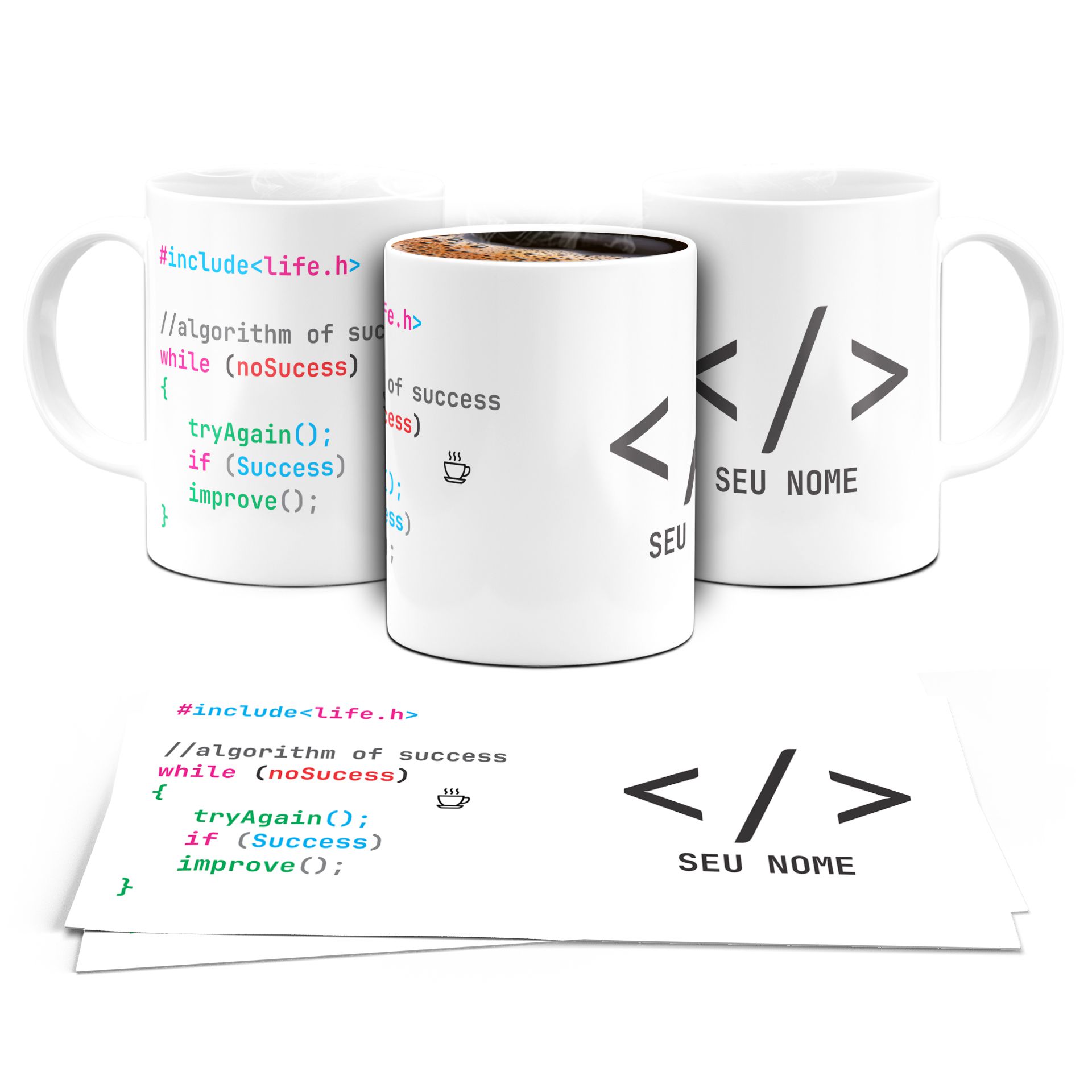 Caneca Programador Personalizada Seu Nome 001 325ml - Super Geek - Onde os Multiversos Colidem.