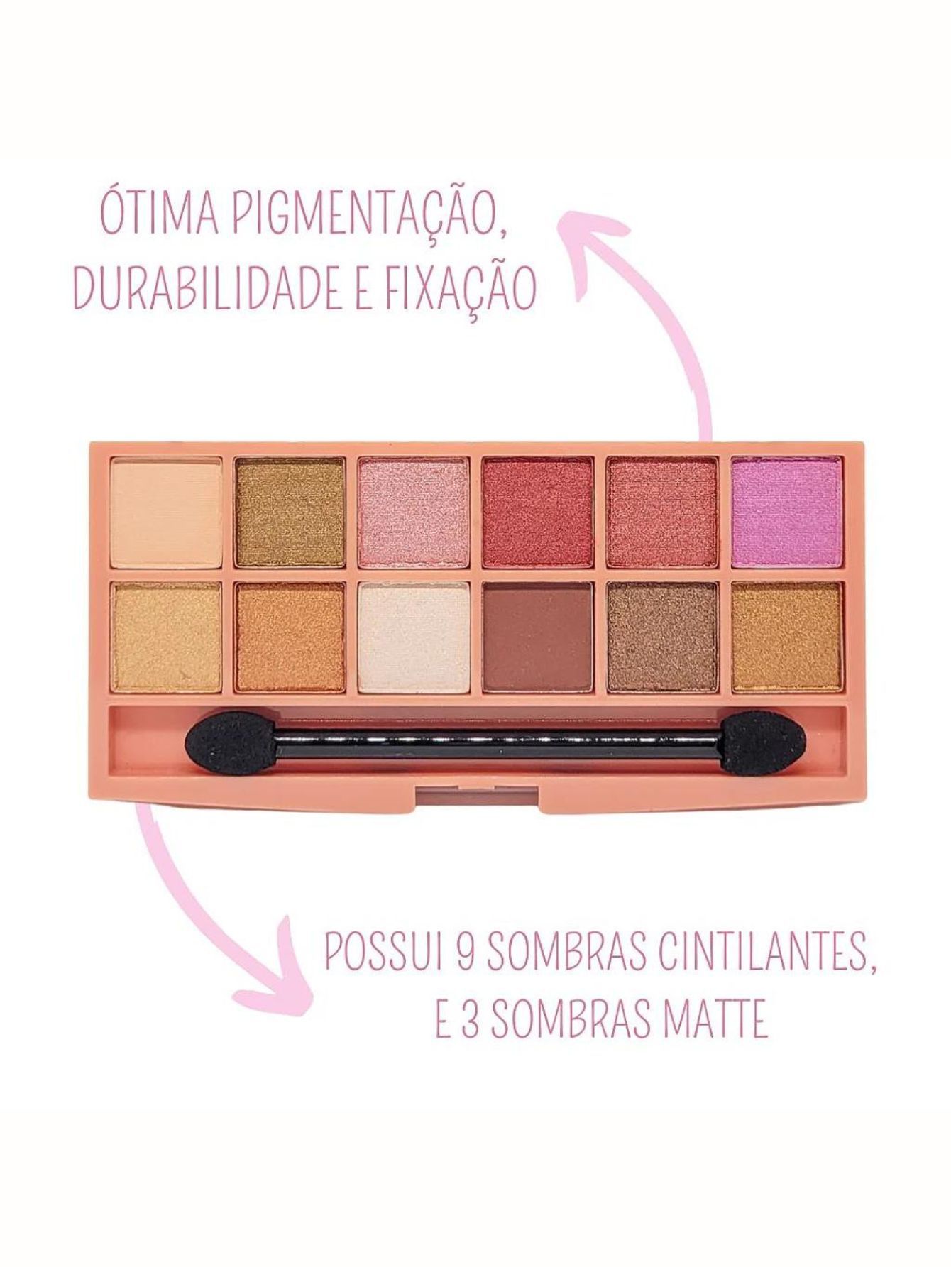 Paleta de sombra A belle colors eyeshadow 12 cores Belle angel - TM Makeup