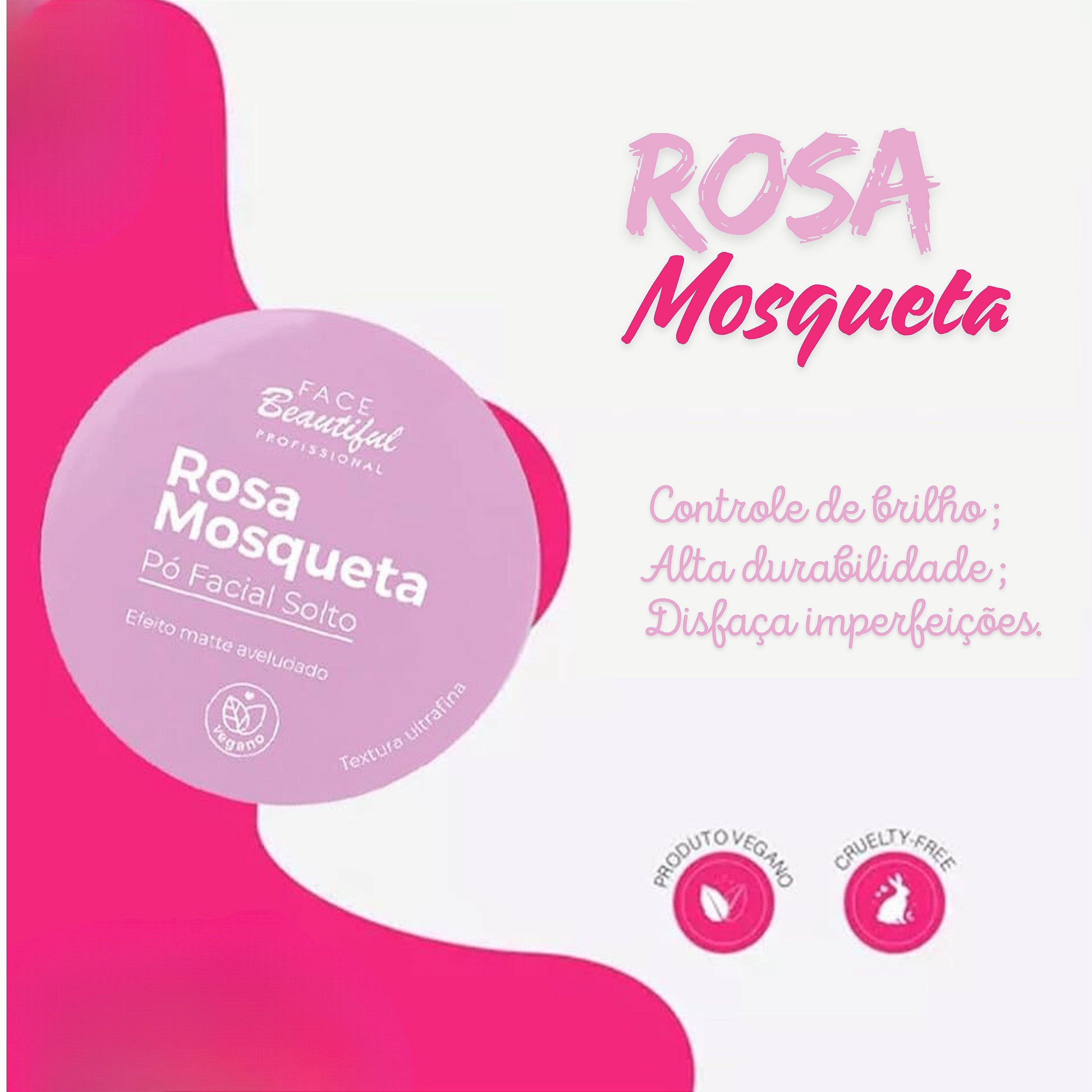 Pó facial solto rosa mosqueta Face beautiful - TM Makeup