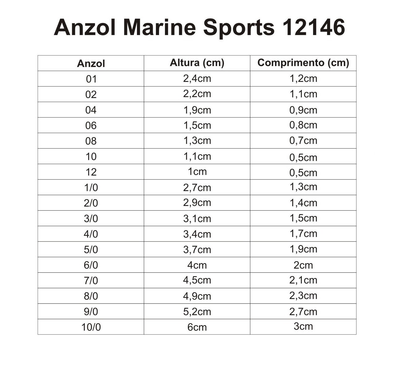 Anzol 12146 Preto Black Marine Sports Cartela Diversos Tamanhos ...