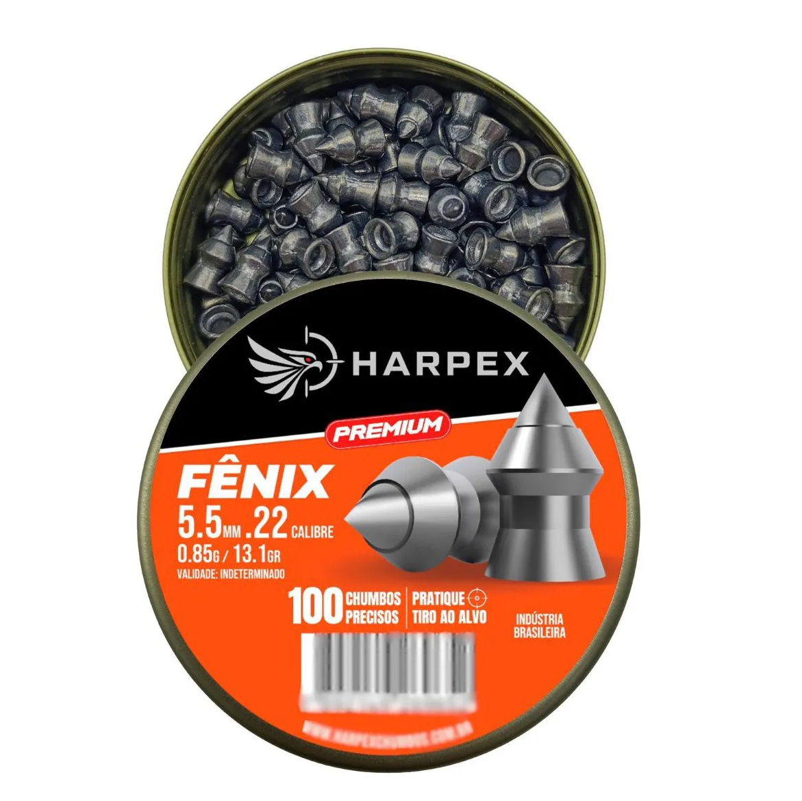 Chumbinho Pressão Harpex Fênix Premium 5,5 Mm .22 P/ Carabina 100 Unid ...