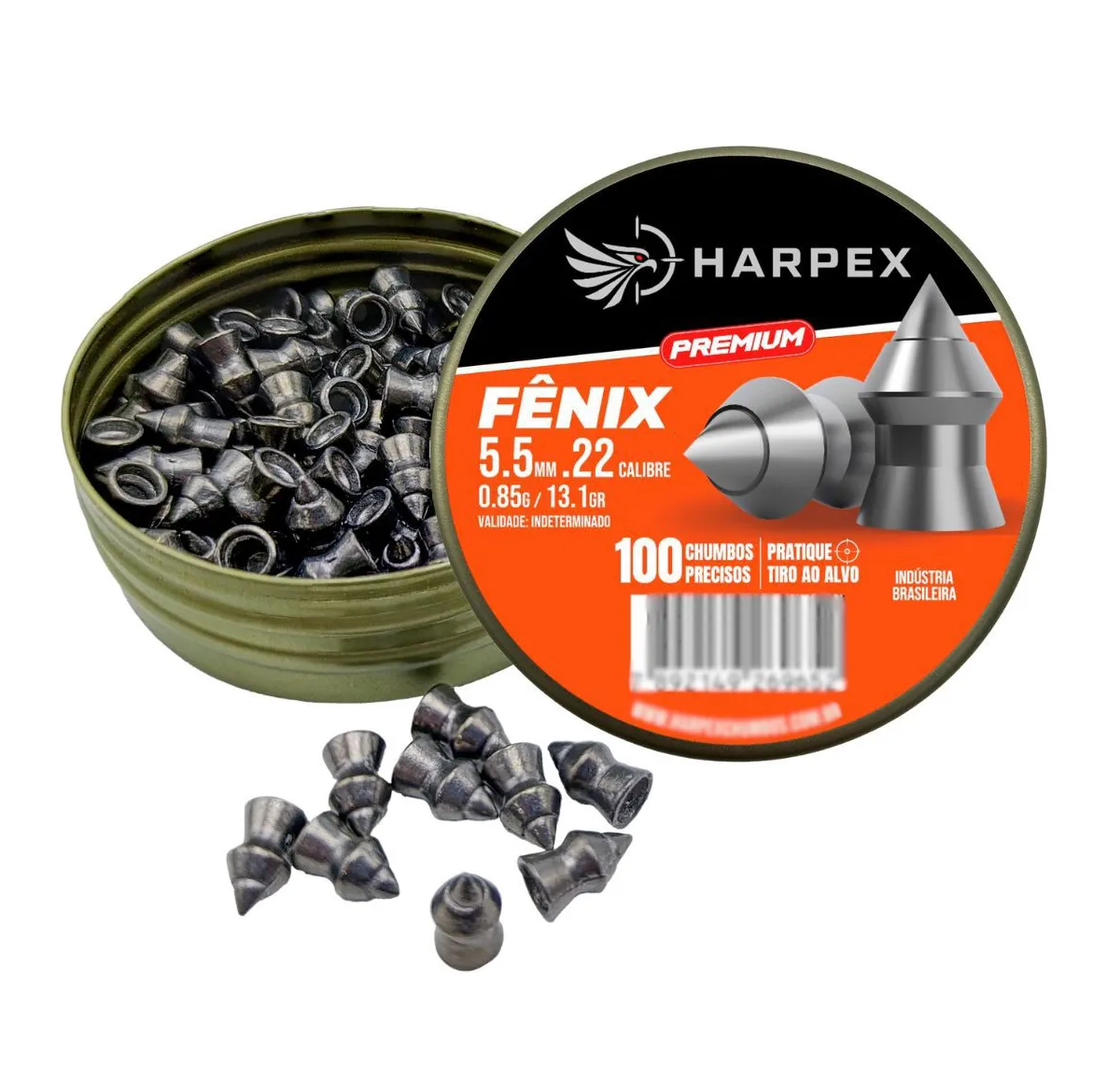 Chumbinho Pressão Harpex Fênix Premium 5,5 Mm .22 P/ Carabina 100 Unid ...