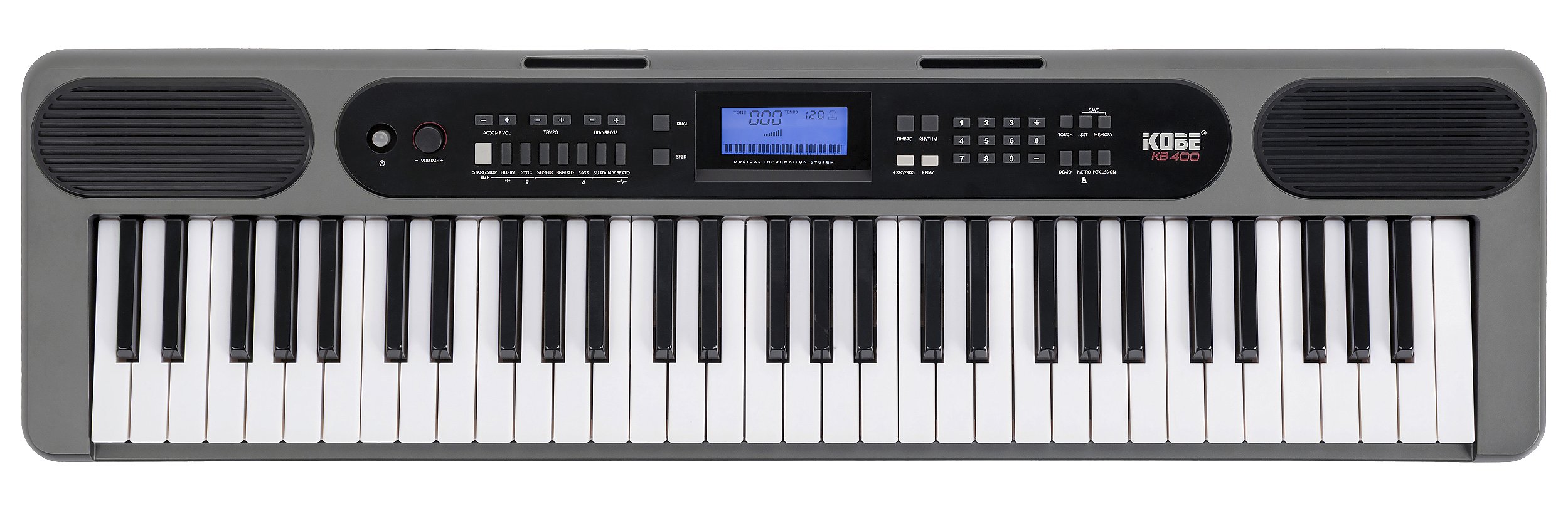 Kit Teclado Musical Kobe KB-400 5/8 61 Teclas com Sensibilidade Conexão MDI - Completo - Kobe Music