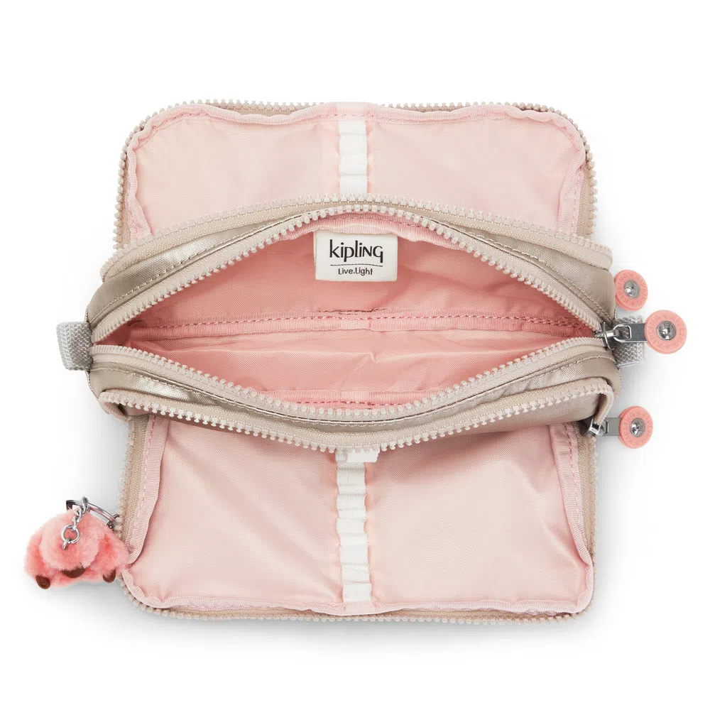 Estojo Kipling Gitroy Soft Metallic Glow Prata - Viajante Moderno