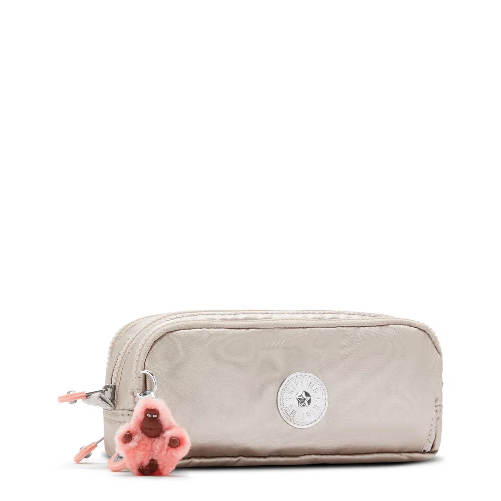 Estojo Kipling Gitroy Soft Metallic Glow Prata - Viajante Moderno