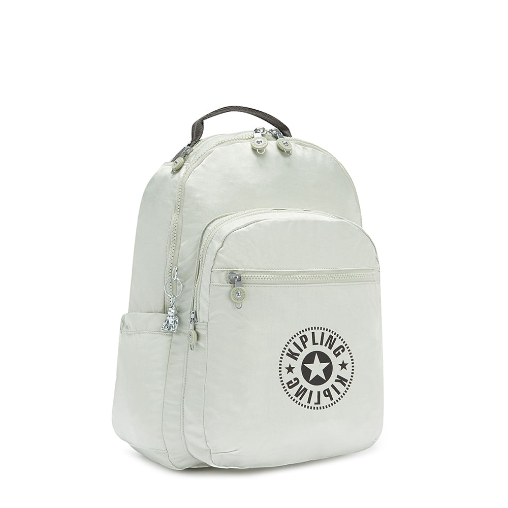 Mochila Kipling Seoul 27L Prata Silver Plus - Viajante Moderno